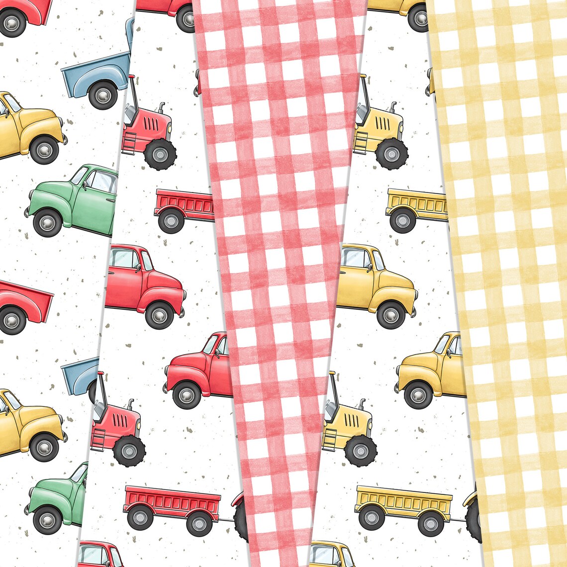 Farm Machines Pattern Tractor Digital Paper Truck Seamless - Etsy
