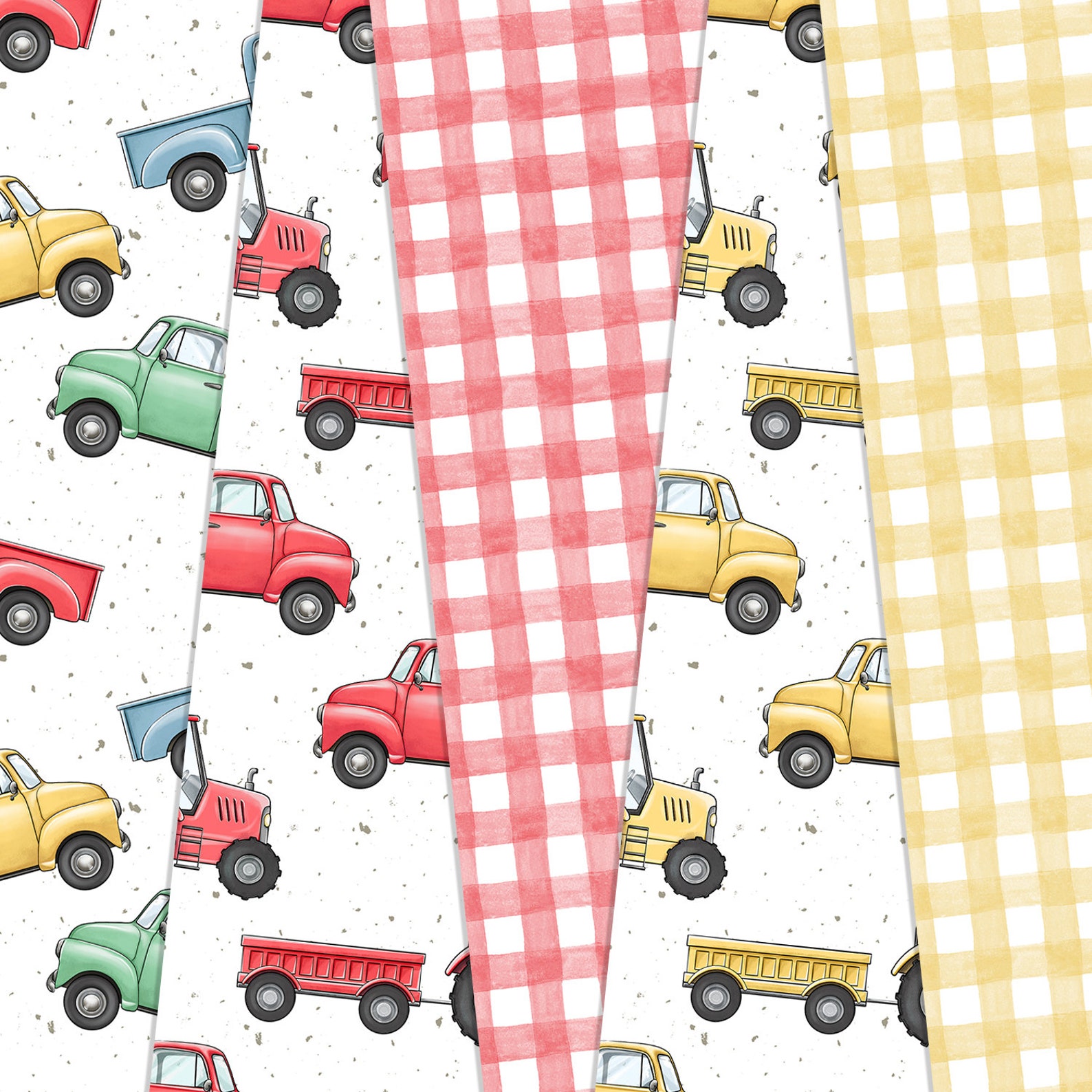 Farm Machines Pattern Tractor Digital Paper Truck Seamless - Etsy