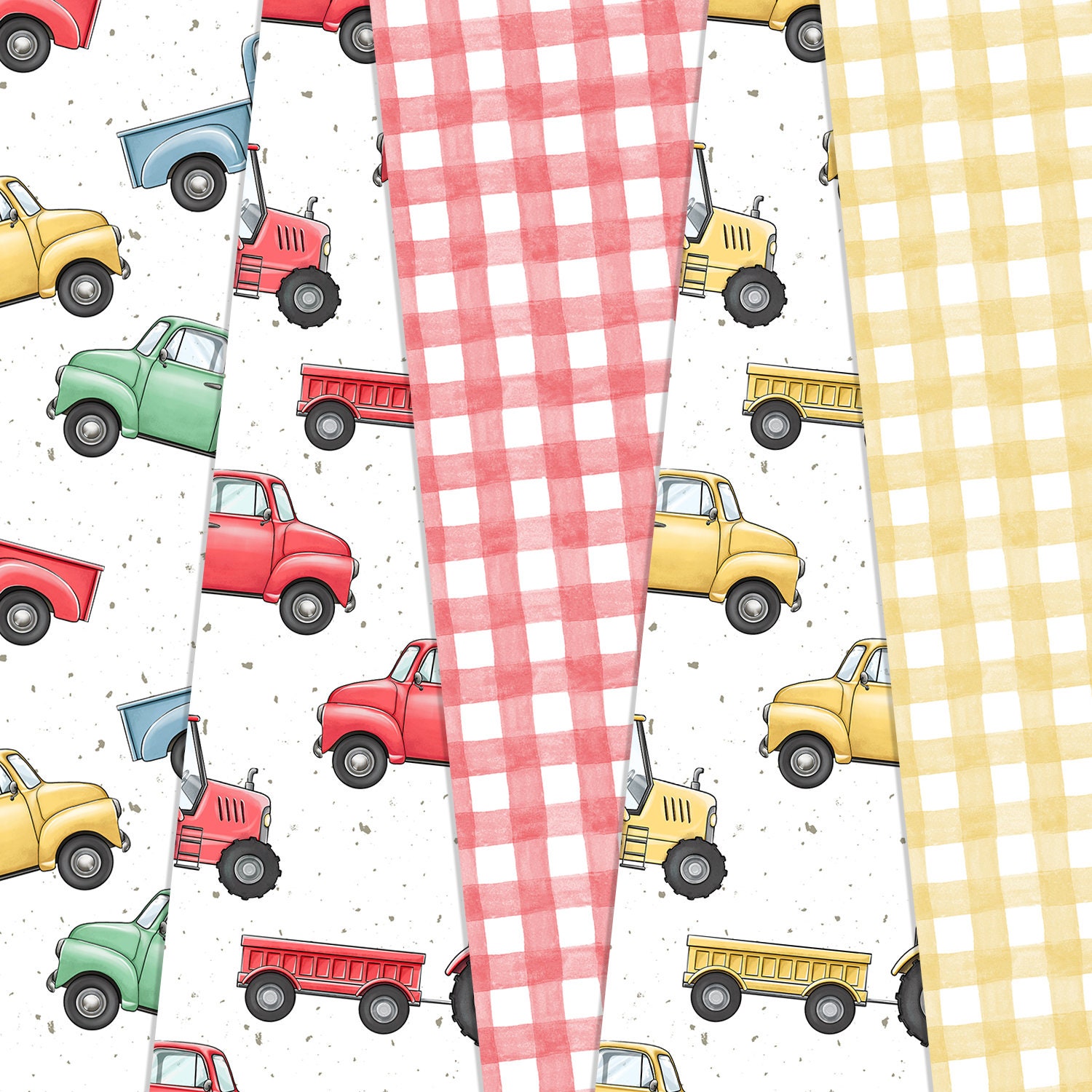 Farm Machines Pattern Tractor Digital Paper Truck Seamless - Etsy
