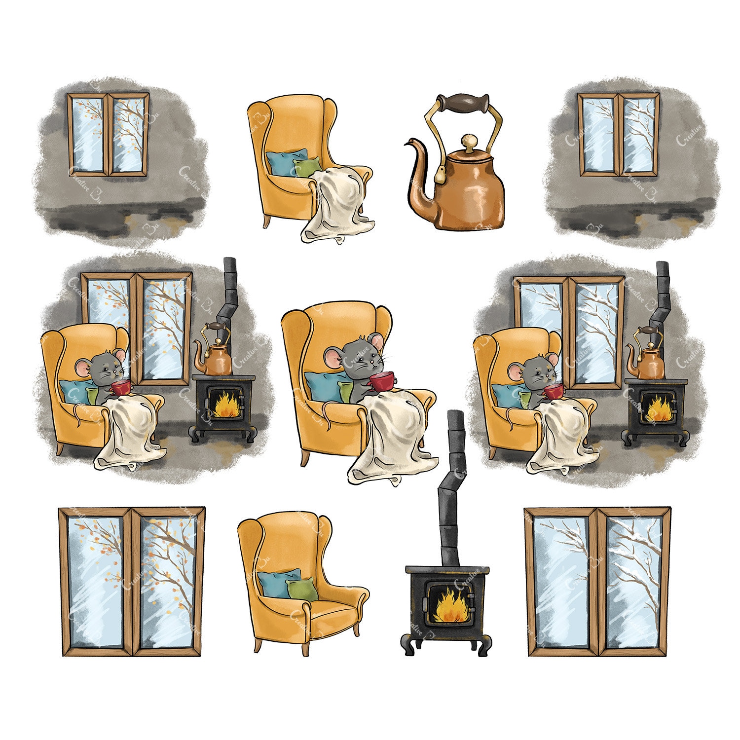 Warm Cozy Clipart Illustration Holiday Clipart Winter Clip Art - Etsy ...