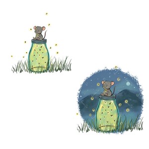 Cute Mouse Firefly Clipart Illustration Woodland Animals Nursery Clip ...