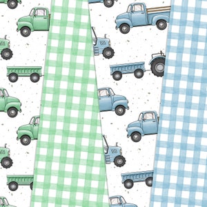 Farm Machines Pattern Tractor Digital Paper Truck Seamless Pattern ...