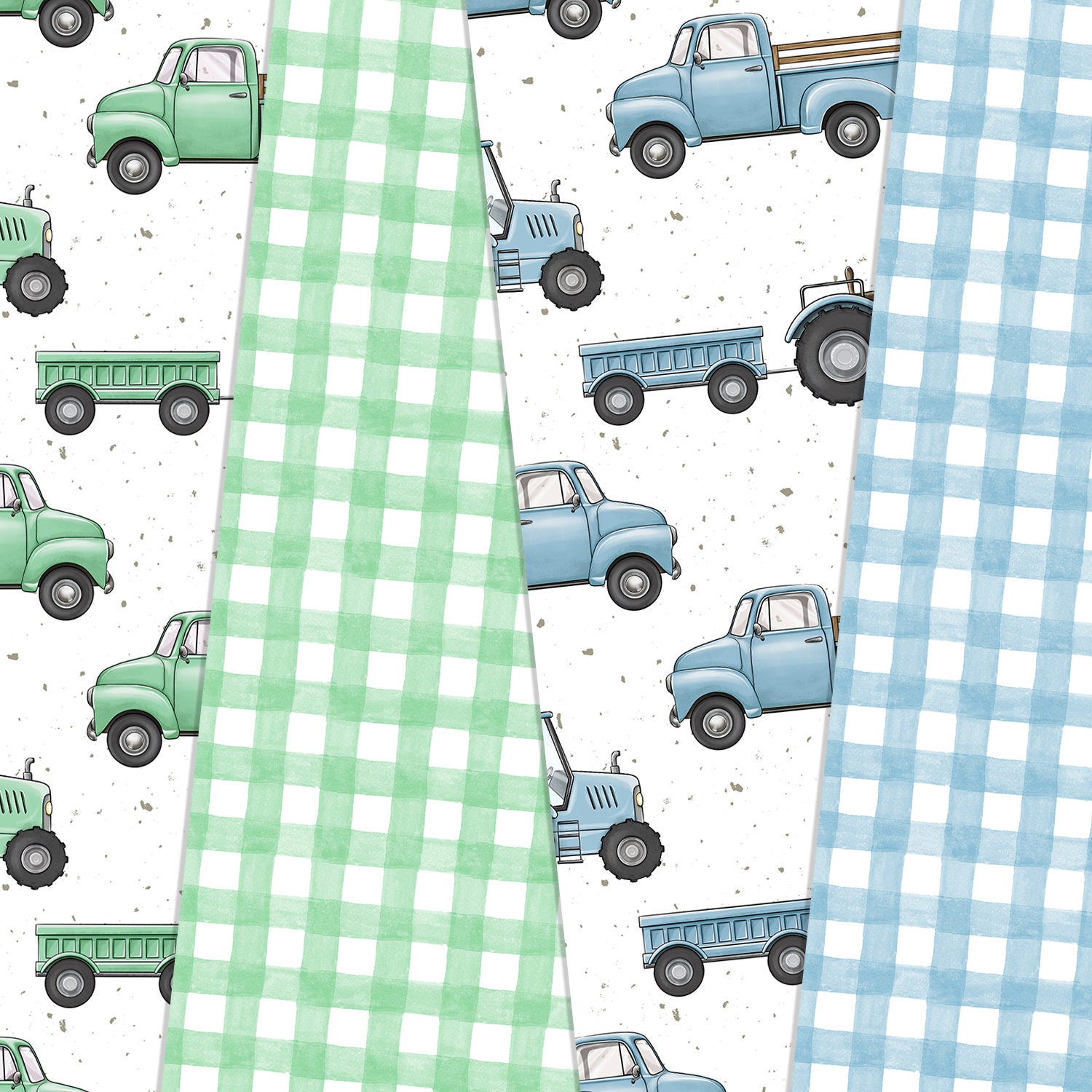 Farm Machines Pattern Tractor Digital Paper Truck Seamless - Etsy