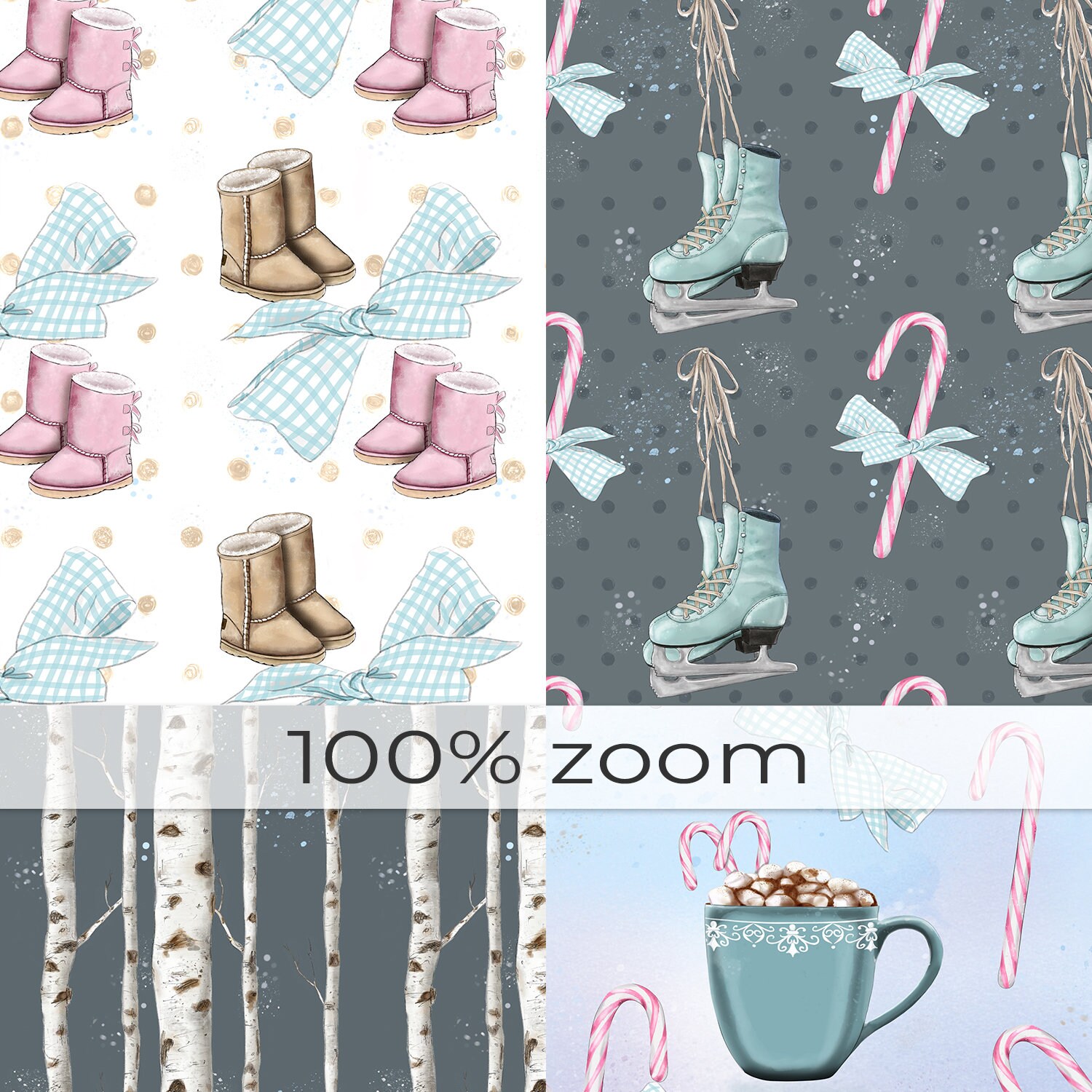 Cozy Winter Ice Skating Digital Seamless Paper Birch Tree - Etsy