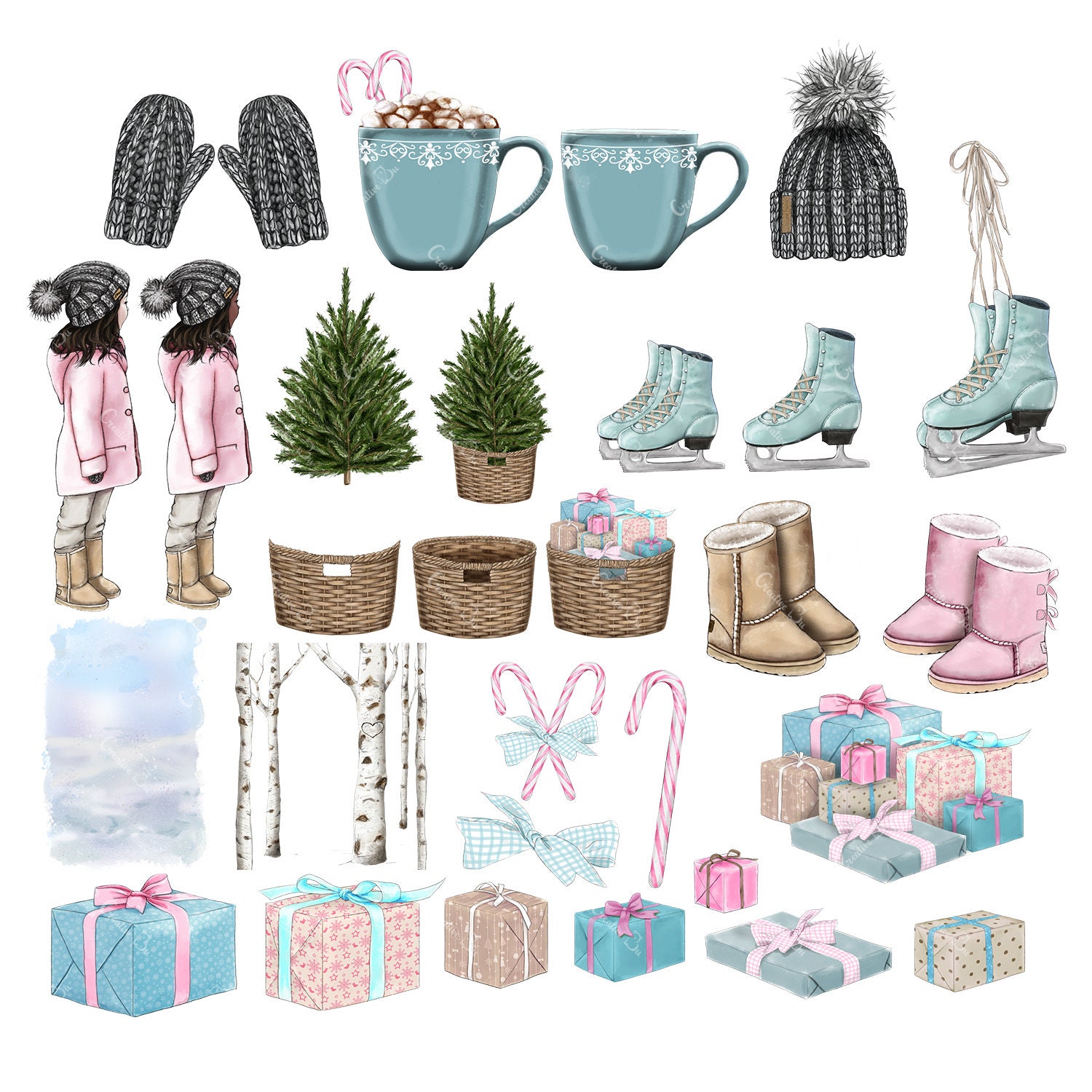 Cozy Winter Clipart Nursery Design Fashion Girl Clip Art - Etsy