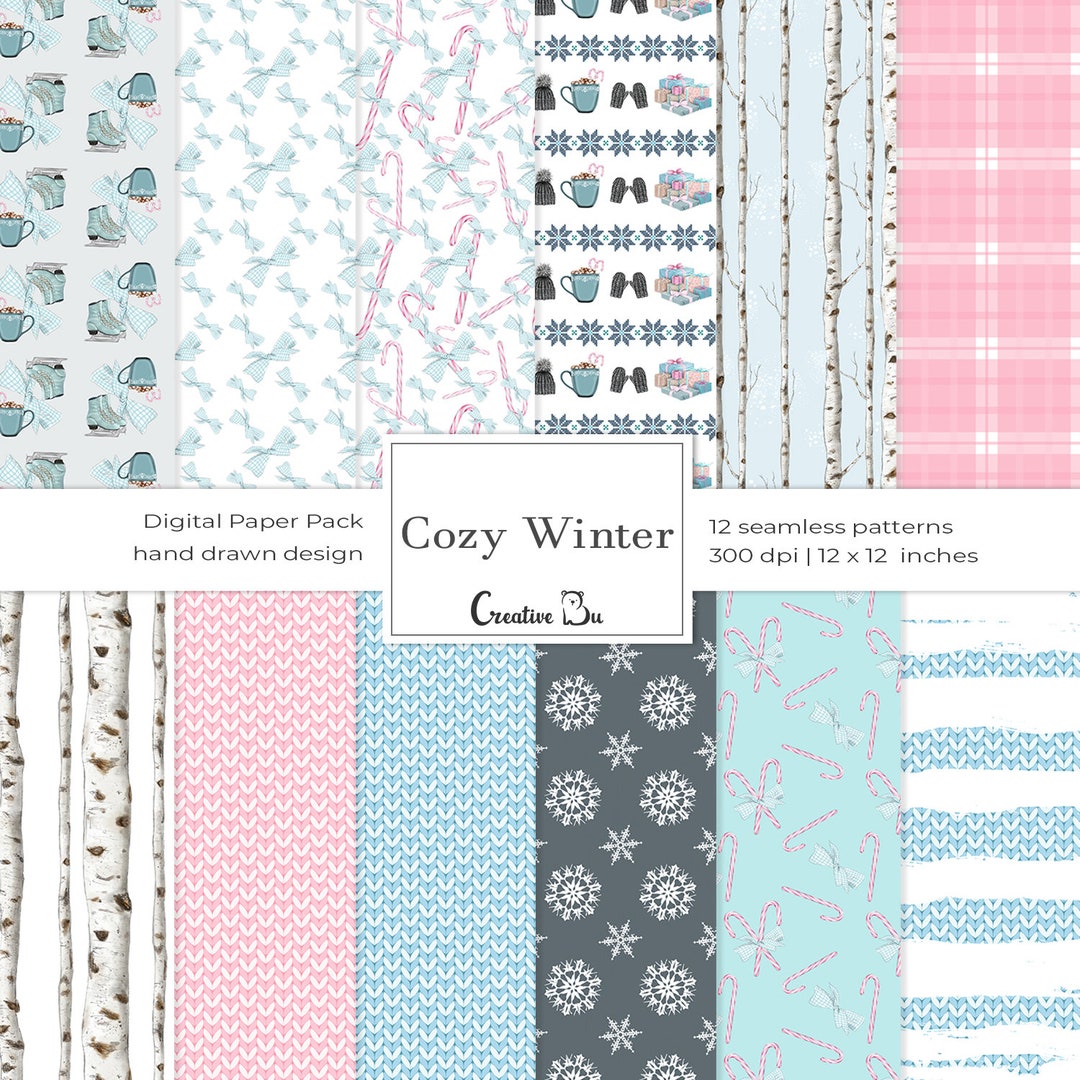 Cozy Winter Christmas Digital Seamless Pattern Birch Tree Paper ...