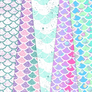 Glitter Mermaid Scales Seamless Pattern Ocean Digital Paper Nautical ...