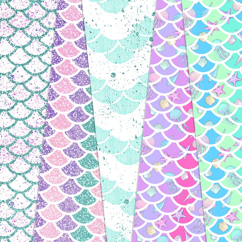 Glitter Mermaid Scales Seamless Pattern Ocean Digital Paper - Etsy