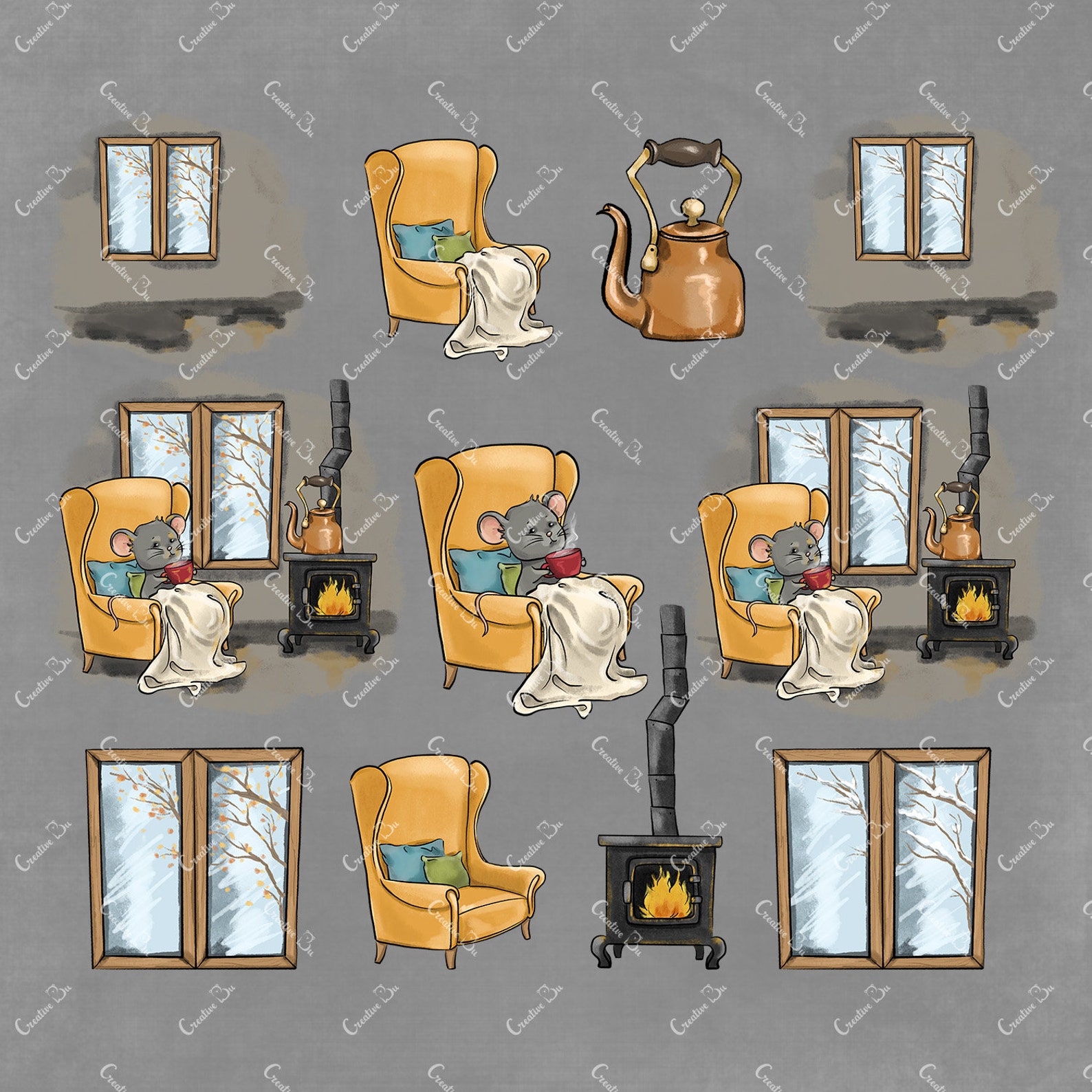 Warm Cozy Clipart Illustration Holiday Clipart Winter Clip Art - Etsy