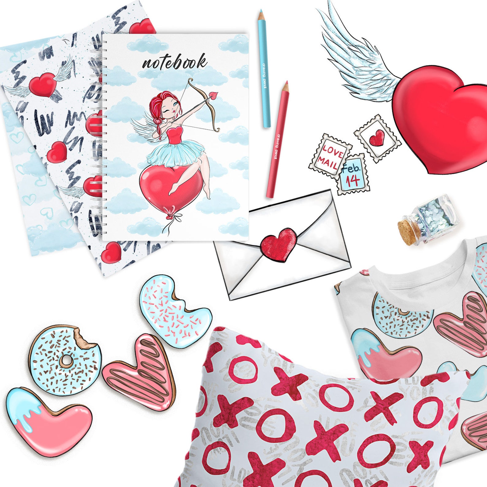 Love is in the Air Seamless Pattern Digital Paper Valentine - Etsy