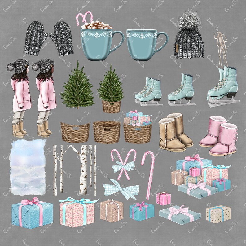 Cozy Winter Clipart Nursery Design Fashion Girl Clip Art - Etsy