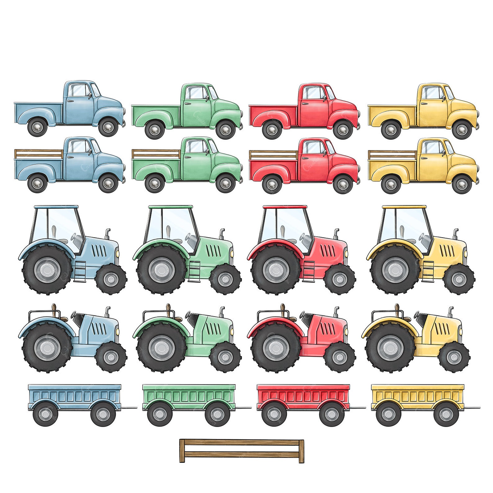 Farm Machines Clipart Tractor Clipart Truck Art Transport - Etsy