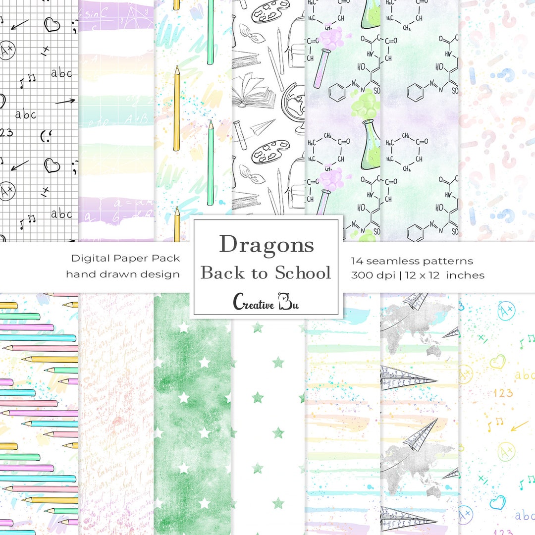 Student Back to School Digital Seamless Pattern Nursery Design ...