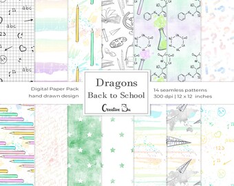 School Education Pattern Printable Digital Paper Pack - Etsy