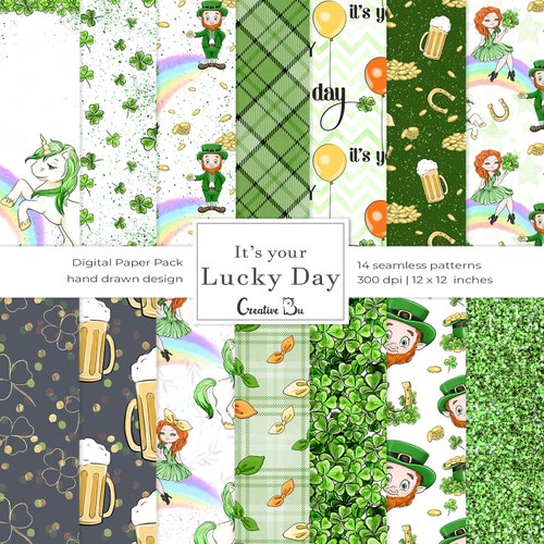 St. Patrick's Day Seamless Digital Paper Pack Irish - Etsy