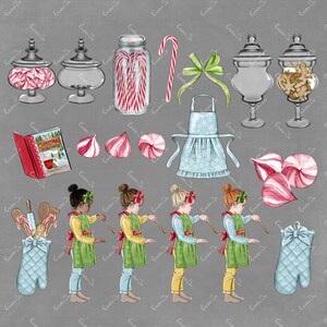 Christmas Santa Cookie Clipart Cute Baking Girl Clip Art - Etsy