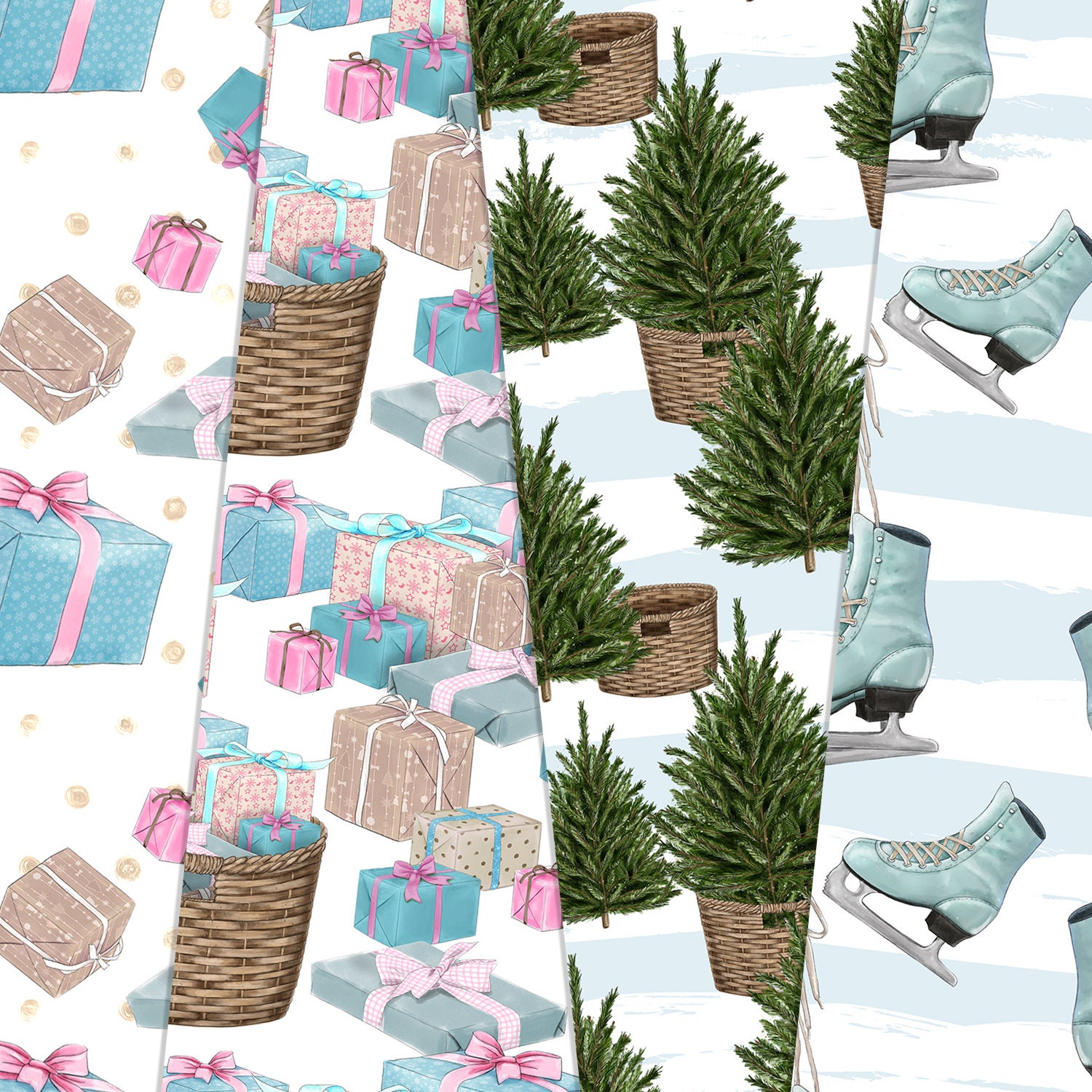 Cozy Winter Birch Tree Digital Seamless Pattern Fashion Girl | Etsy