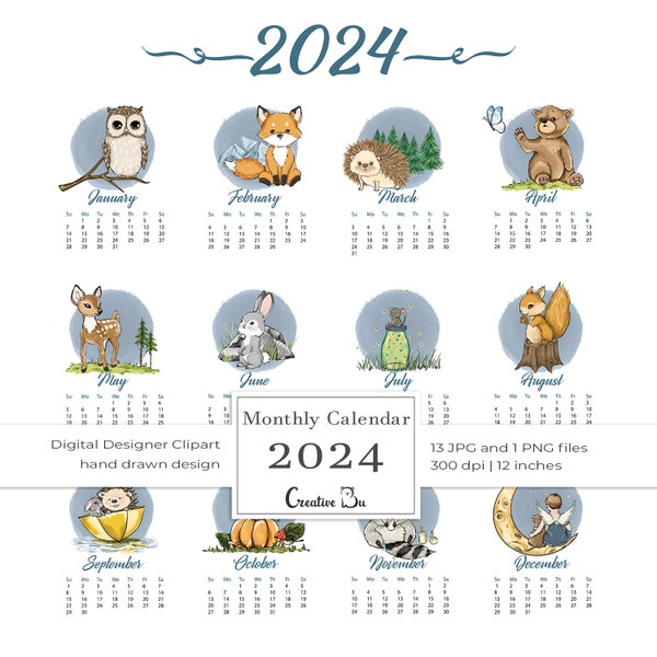 Watercolor Calendar - Etsy