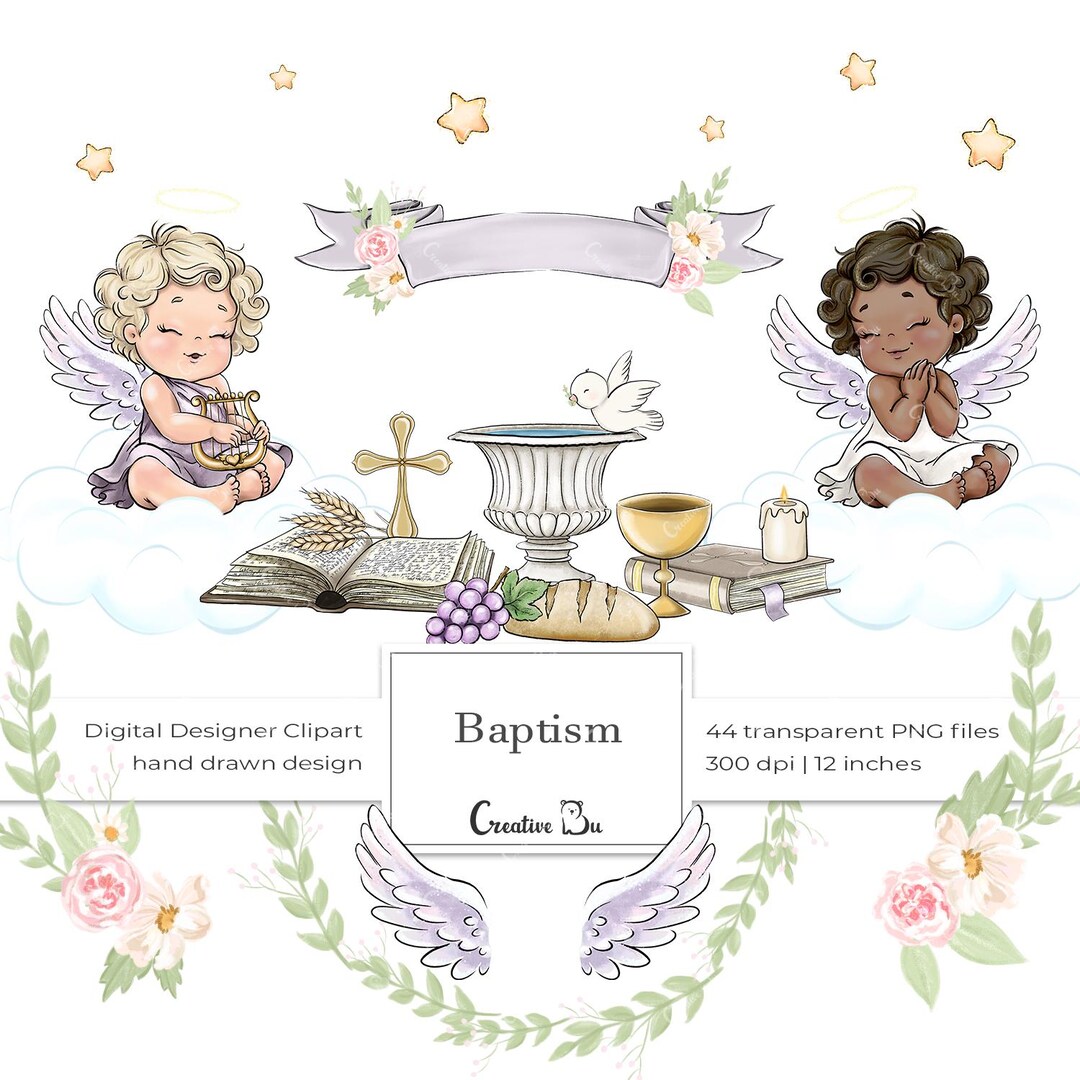 First Communion Baptism Clipart Religious Elements Illustrations Heaven ...