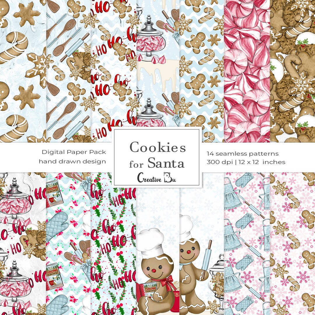 Christmas Santa Cookie Digital Pattern Baking Girl Seamless - Etsy