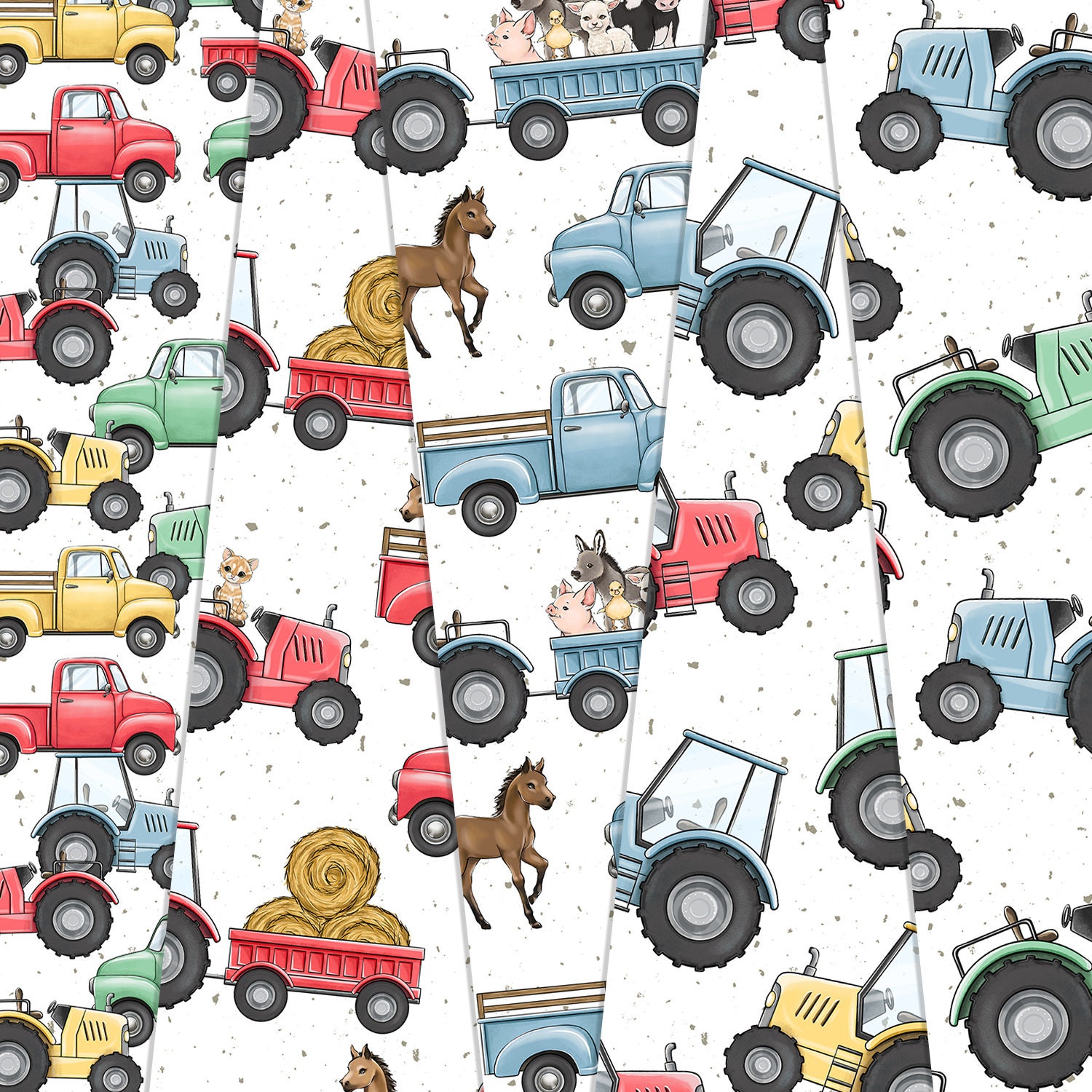 Farm Machines Pattern Tractor Digital Paper Truck Seamless - Etsy