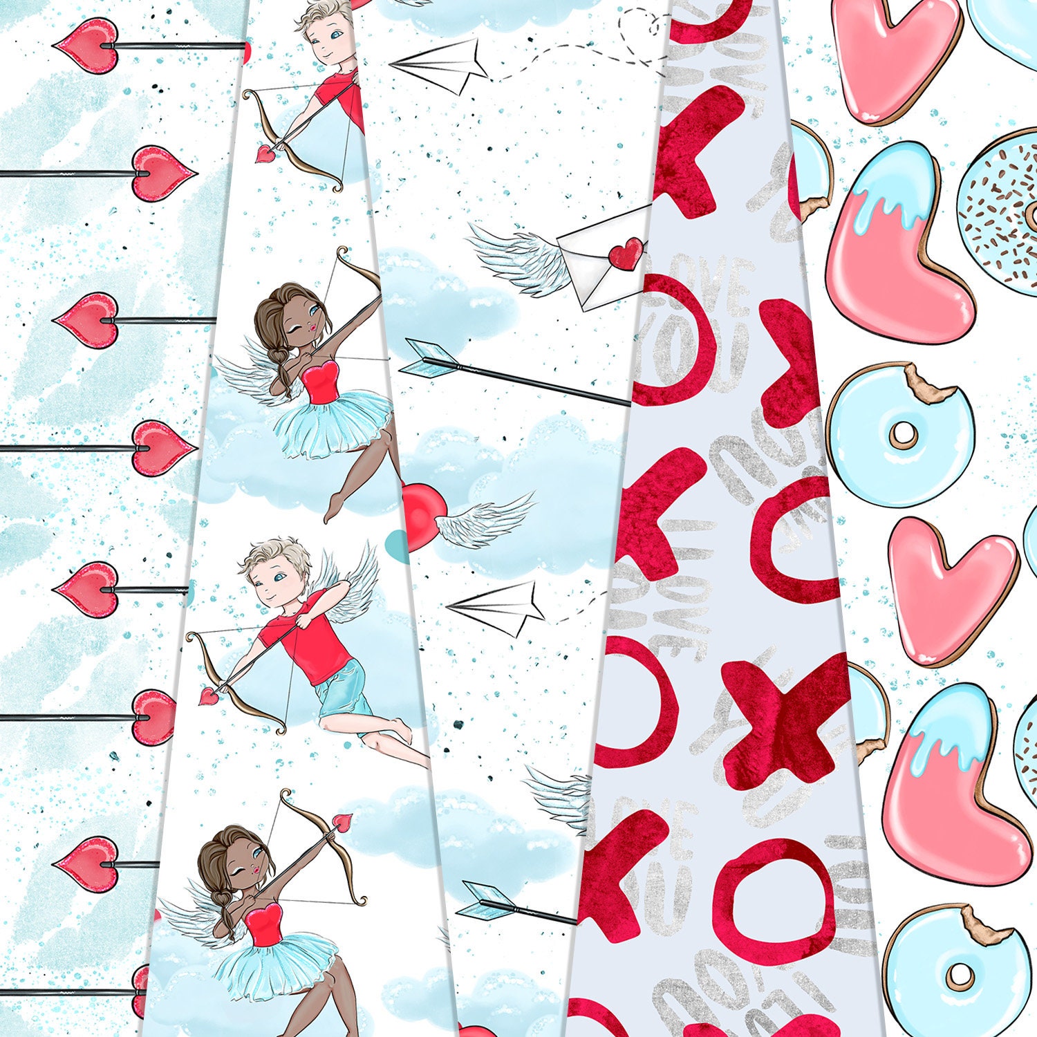 Love is in the Air Seamless Pattern Digital Paper Valentine - Etsy