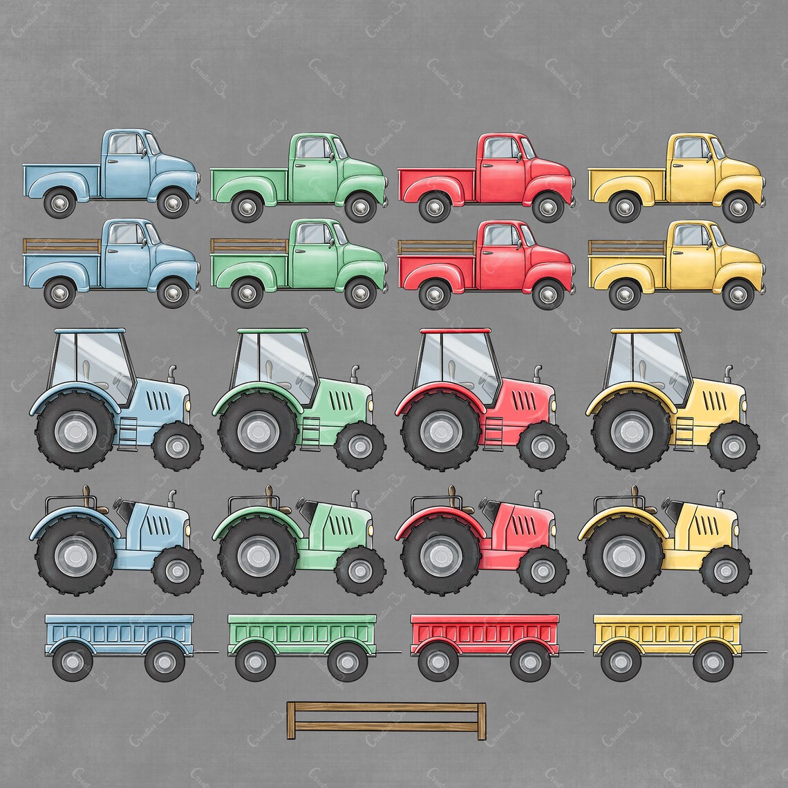 Farm Machines Clipart Tractor Clipart Truck Art Transport - Etsy