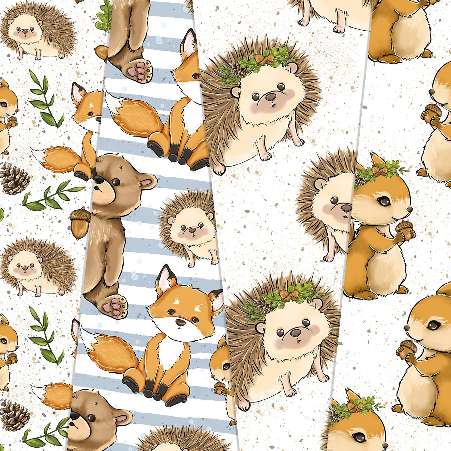Woodland Animals Digital Paper Into the Forest Pattern Foliage - Etsy ...