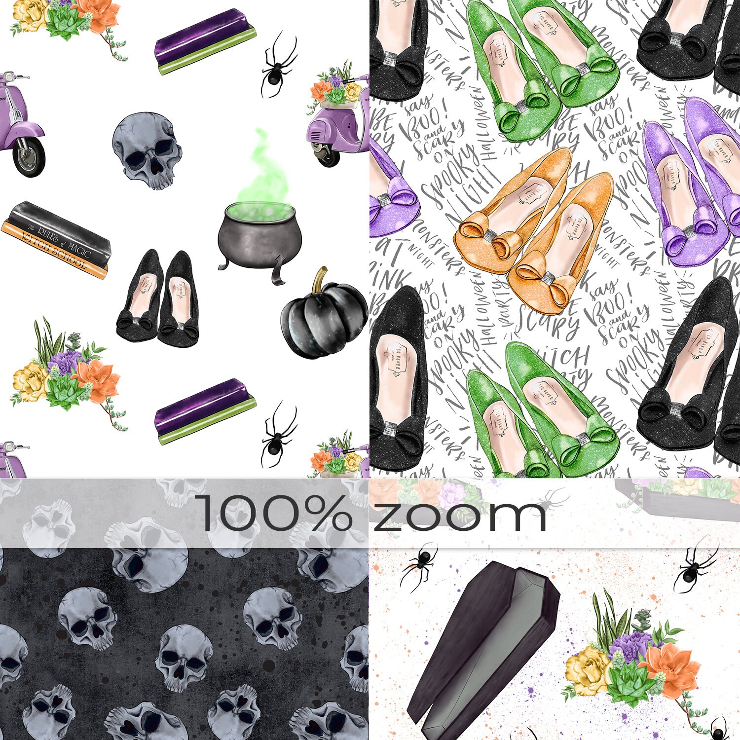 Fashion Halloween Paper Pumpkin Seamless Pattern Skull Chevron - Etsy