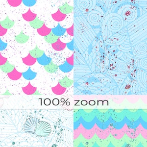 Glitter Mermaid Scales Seamless Pattern Ocean Digital Paper Nautical ...