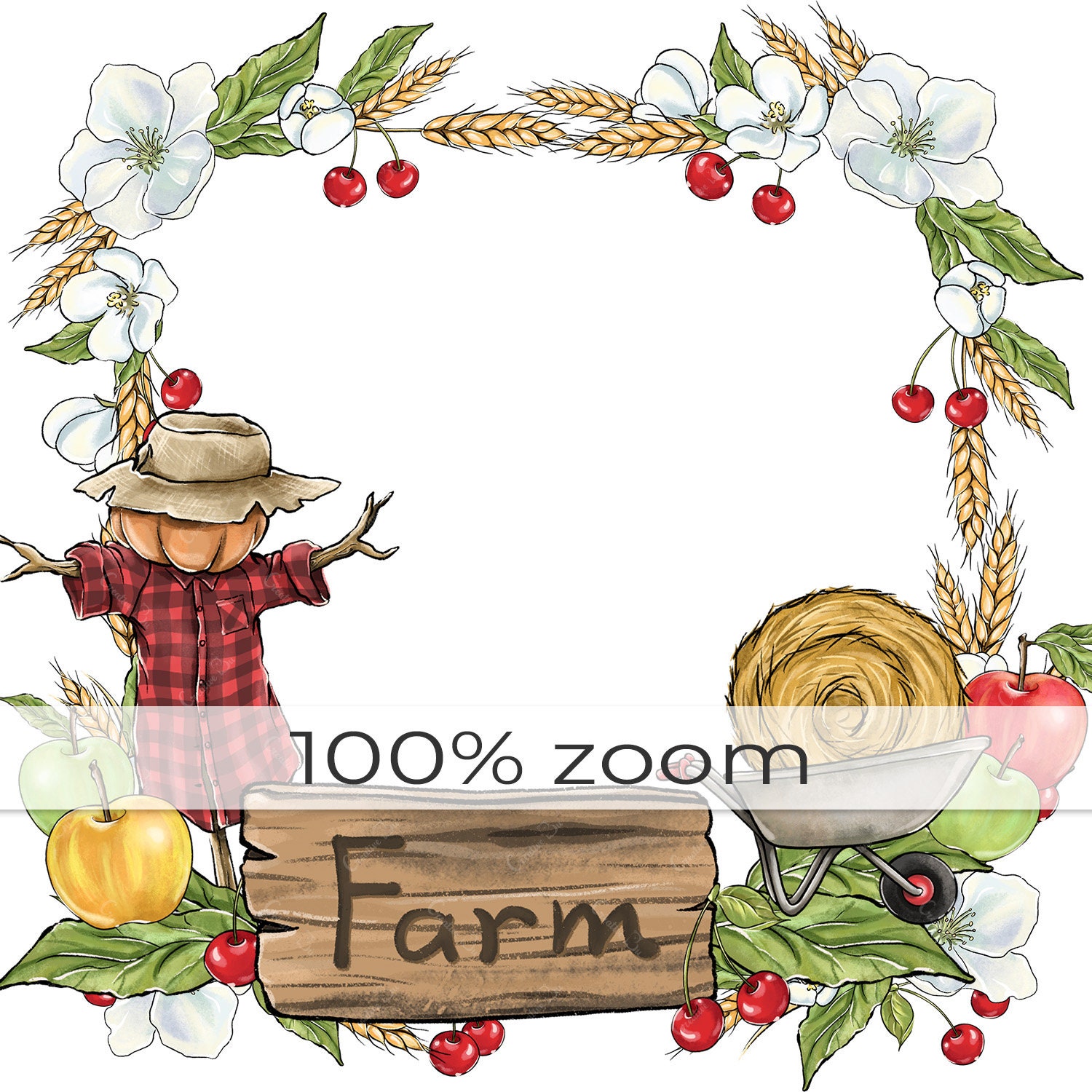 Farm Wreath Frame Border Clipart Fruit Wreath Floral Border - Etsy