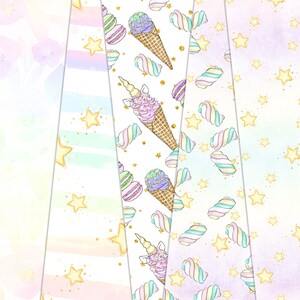 Unicorn Ice Cream Seamless Pattern Digital Paper Candy Surface Digital ...