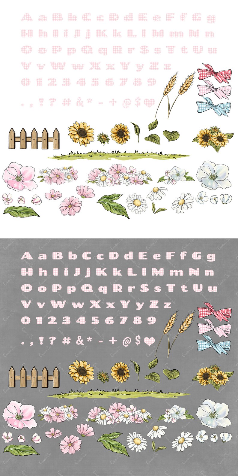 Farm Alphabet Clipart Letter PNG Flower Letters Floral - Etsy