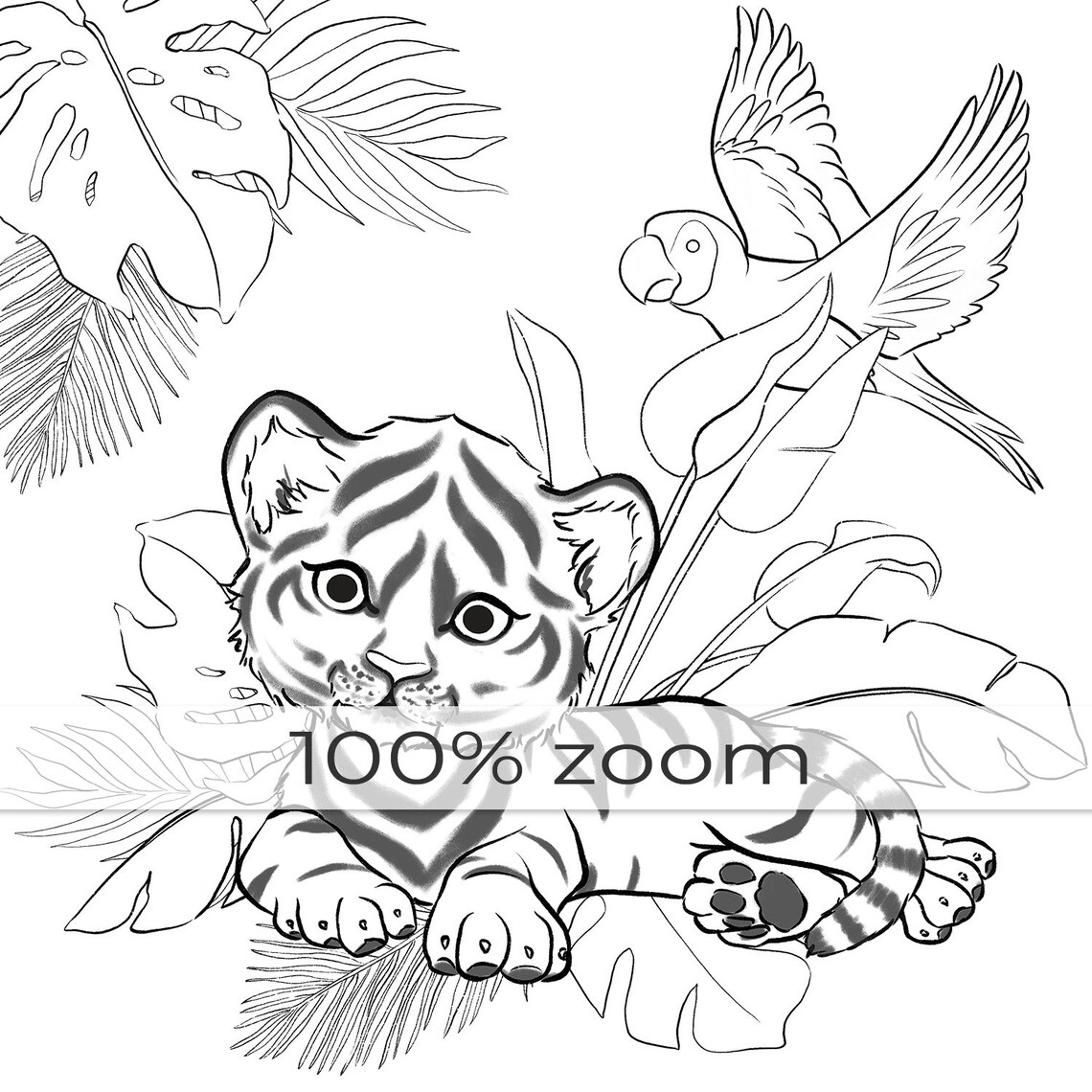 Jungle Rainforest Doodle Line Clipart Kids Printable Coloring - Etsy