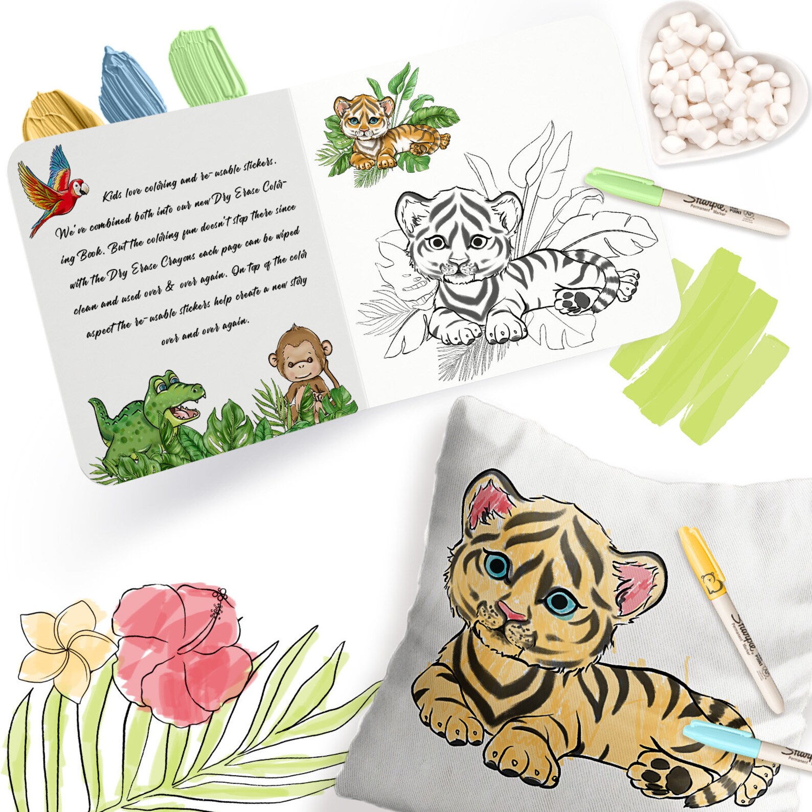 Jungle Rainforest Doodle Line Clipart Kids Printable Coloring - Etsy