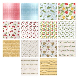 Farm Digital Paper Farmyard Seamless Pattern Fruit Apple Cherry Blossom ...