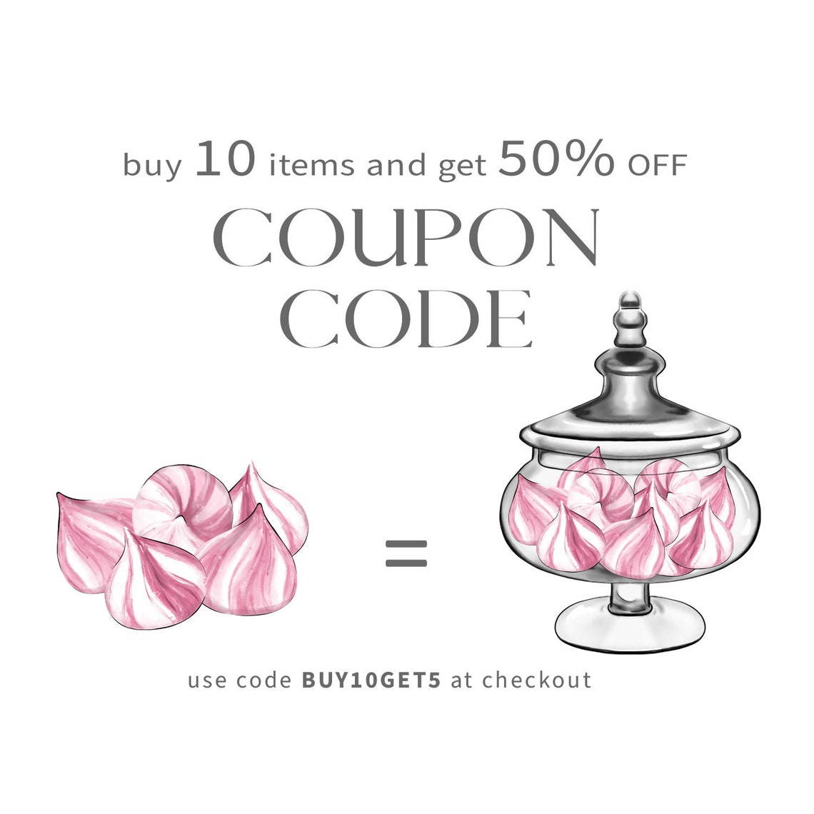 Coupon Code Sale Buy 10 Get 50 OFF Free Discount Clipart Sale - Etsy