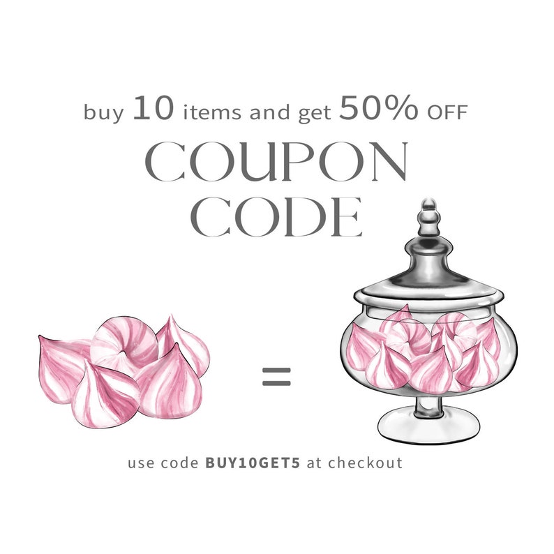 Coupon Code Sale Buy 10 Get 50 OFF Free Discount Clipart Sale - Etsy