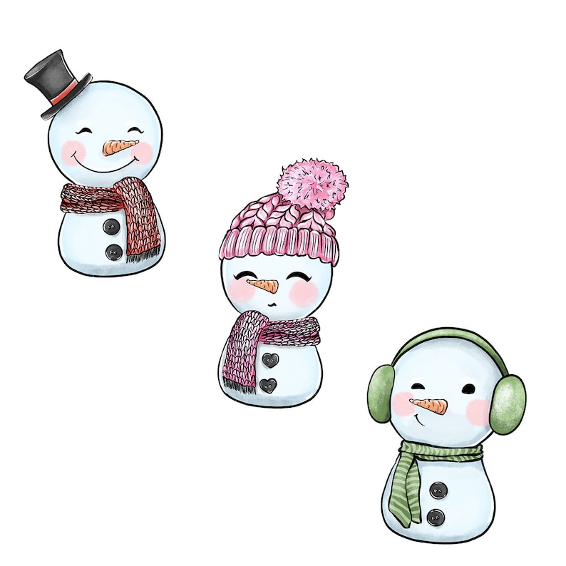 Freebie Cute Baby Snowmen Friends Clipart Snowman Clip Art | Etsy