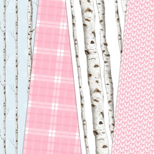 Cozy Winter Christmas Digital Seamless Pattern Birch Tree Paper ...