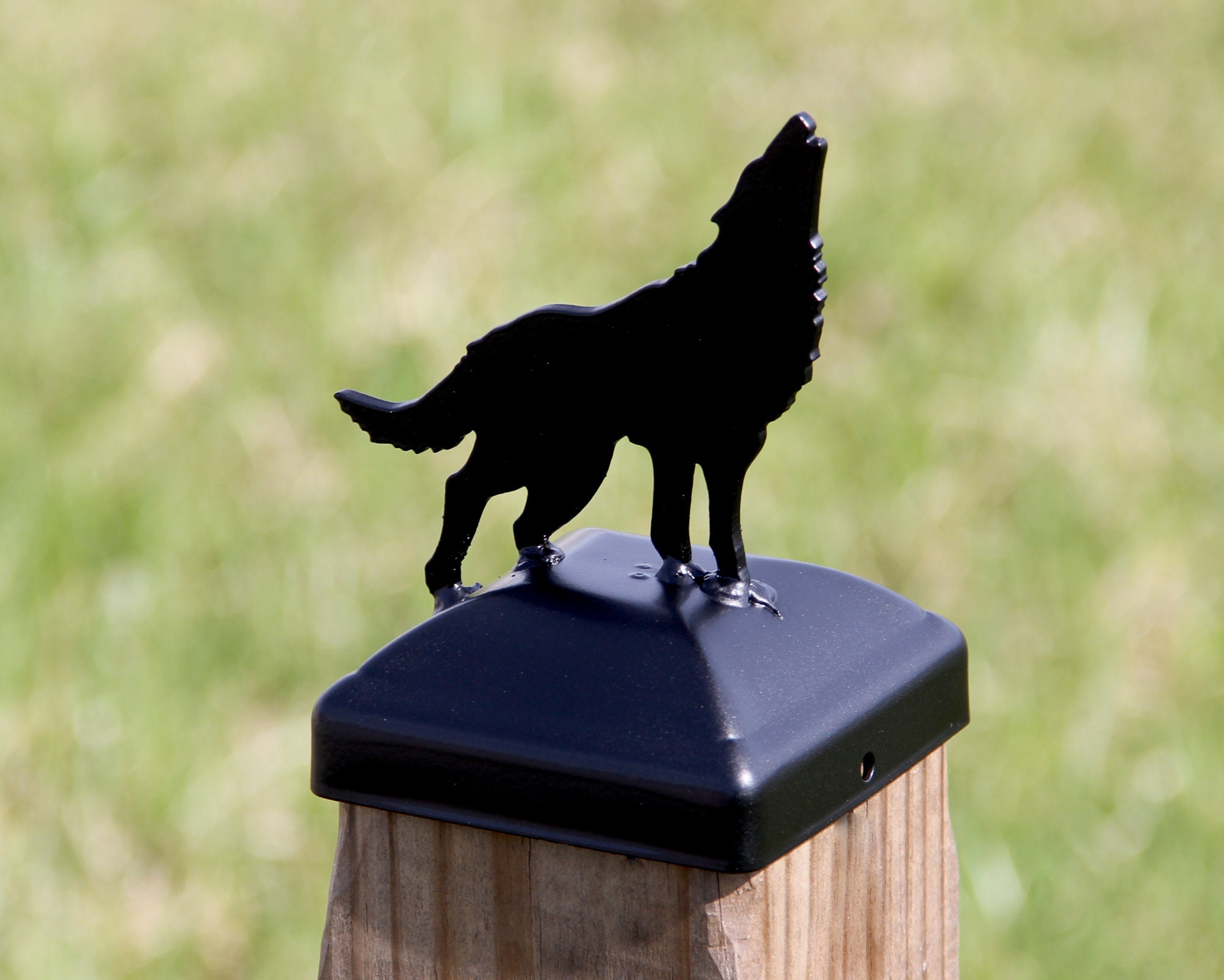 Wolf Post Cap for 4x4 Wood Fence Post Howling Wolf Finial | Etsy