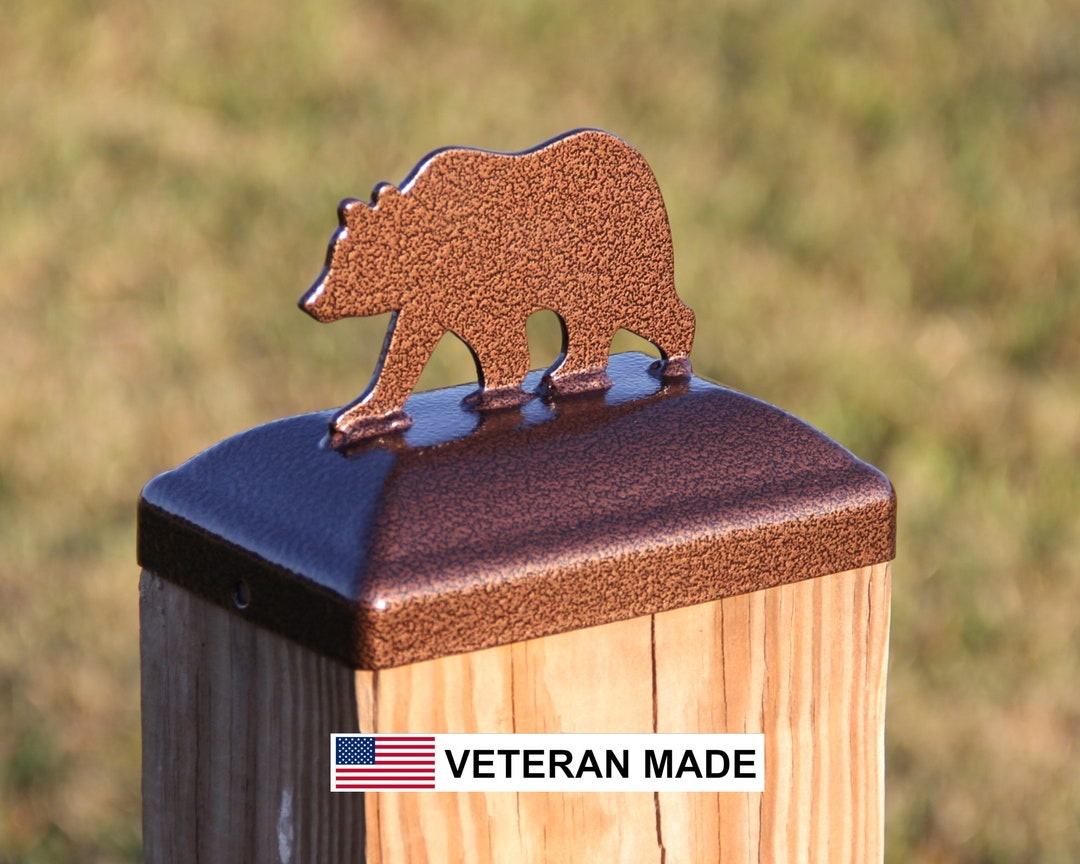 4x6 Bear Post Cap fits 3.5 X 5.5 Wood Post, Decorative Grizzly Walking ...
