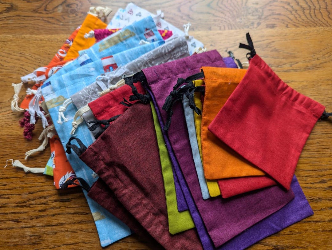 Handmade Cotton Drawstring Bags: Board Game Token or Handbag Storage ...