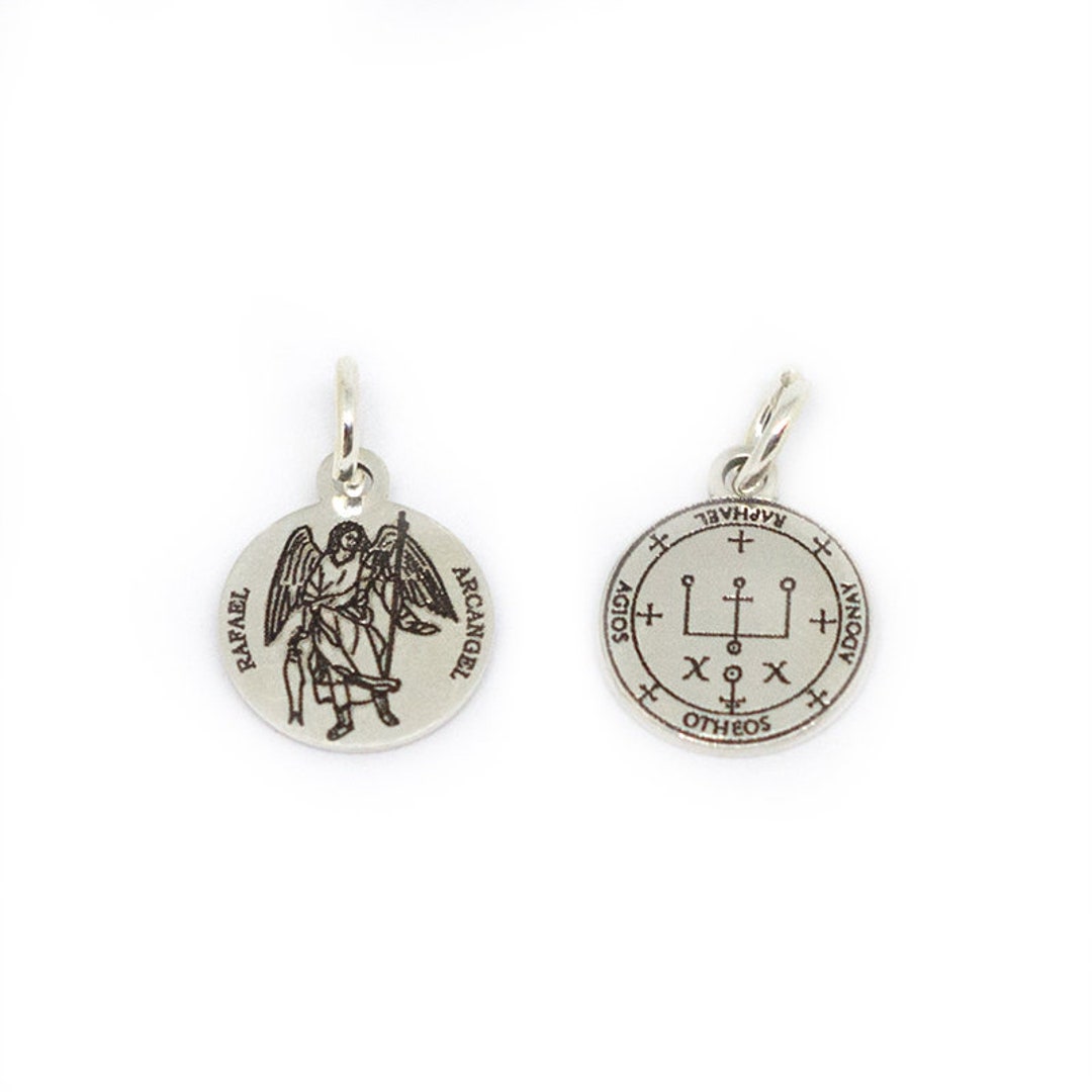 Archangel Raphael Seal Pendant 925 Silver, Protection Amulet, Religious ...