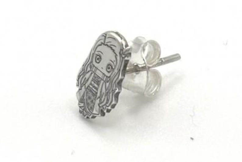 Nezuko-inspired Earrings From Demon Slayer, 10mm Sterling Silver, Push ...