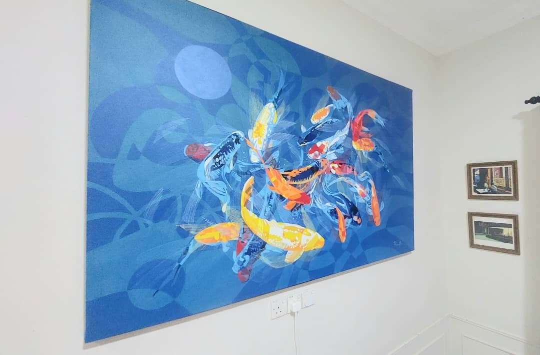 Original Koi Fish Painting by Nik Rafin: Large Acrylic Canvas Art - Etsy