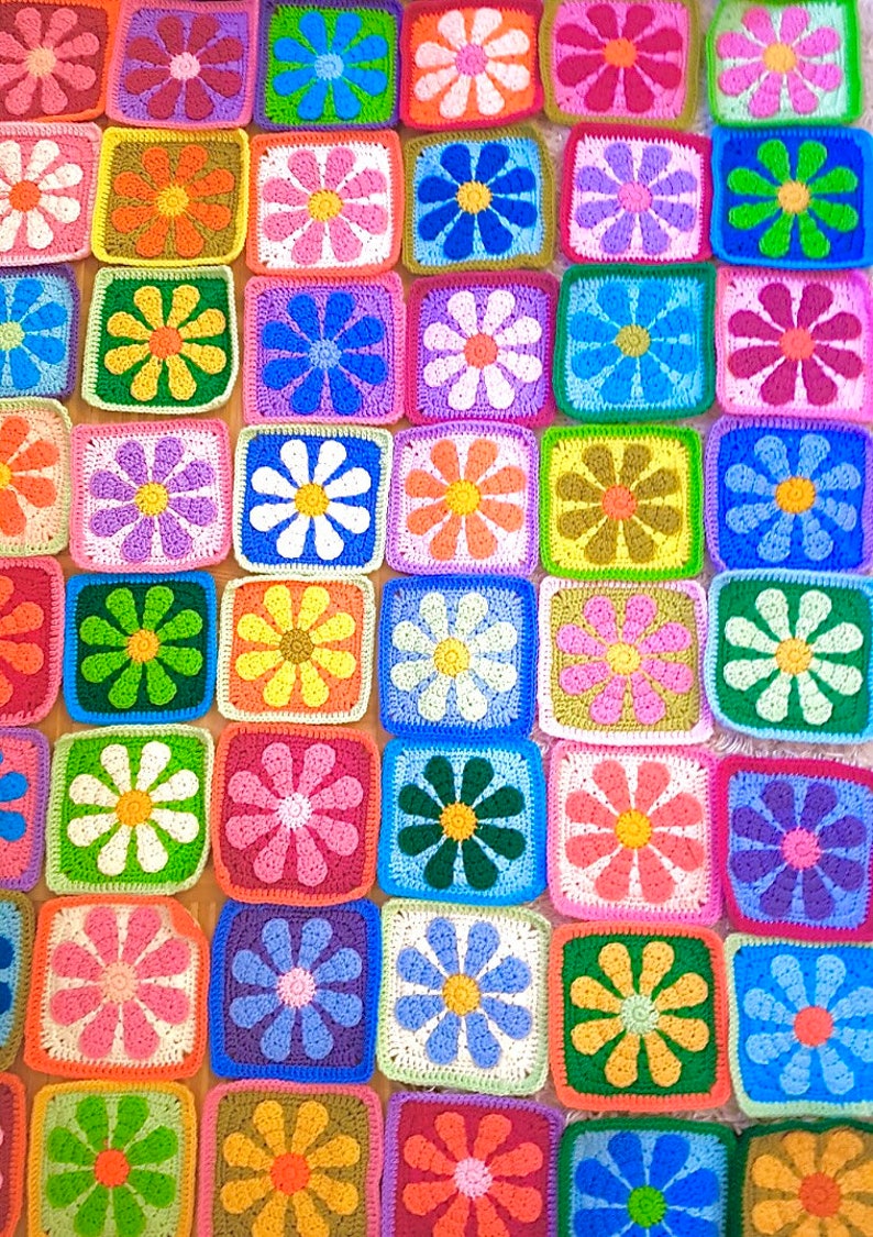Daisy Granny Square Pattern for Intermediate Crocheters - Etsy Australia