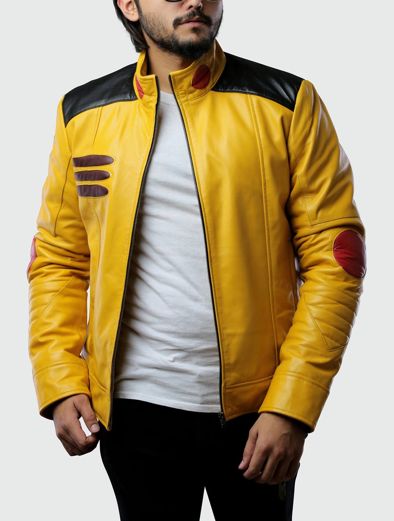 Handmade Men's Pokemon Pikachu Yellow Leather Jacket - Etsy