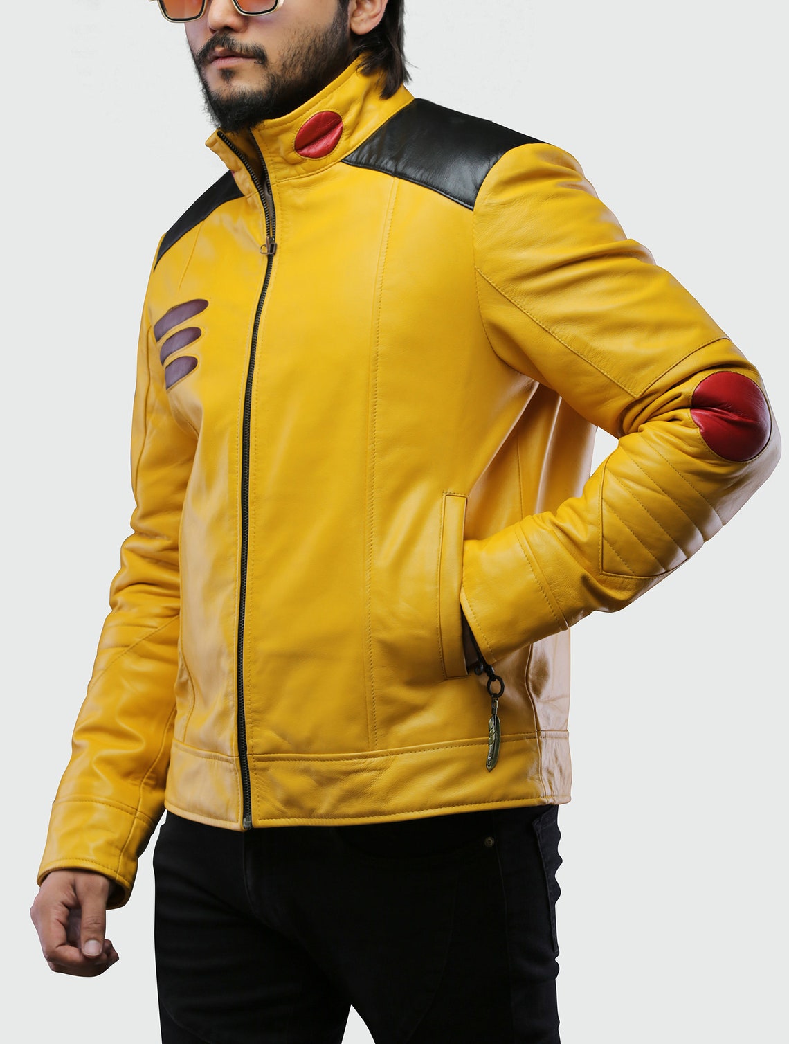 Handmade Men's Pokemon Pikachu Yellow Leather Jacket - Etsy