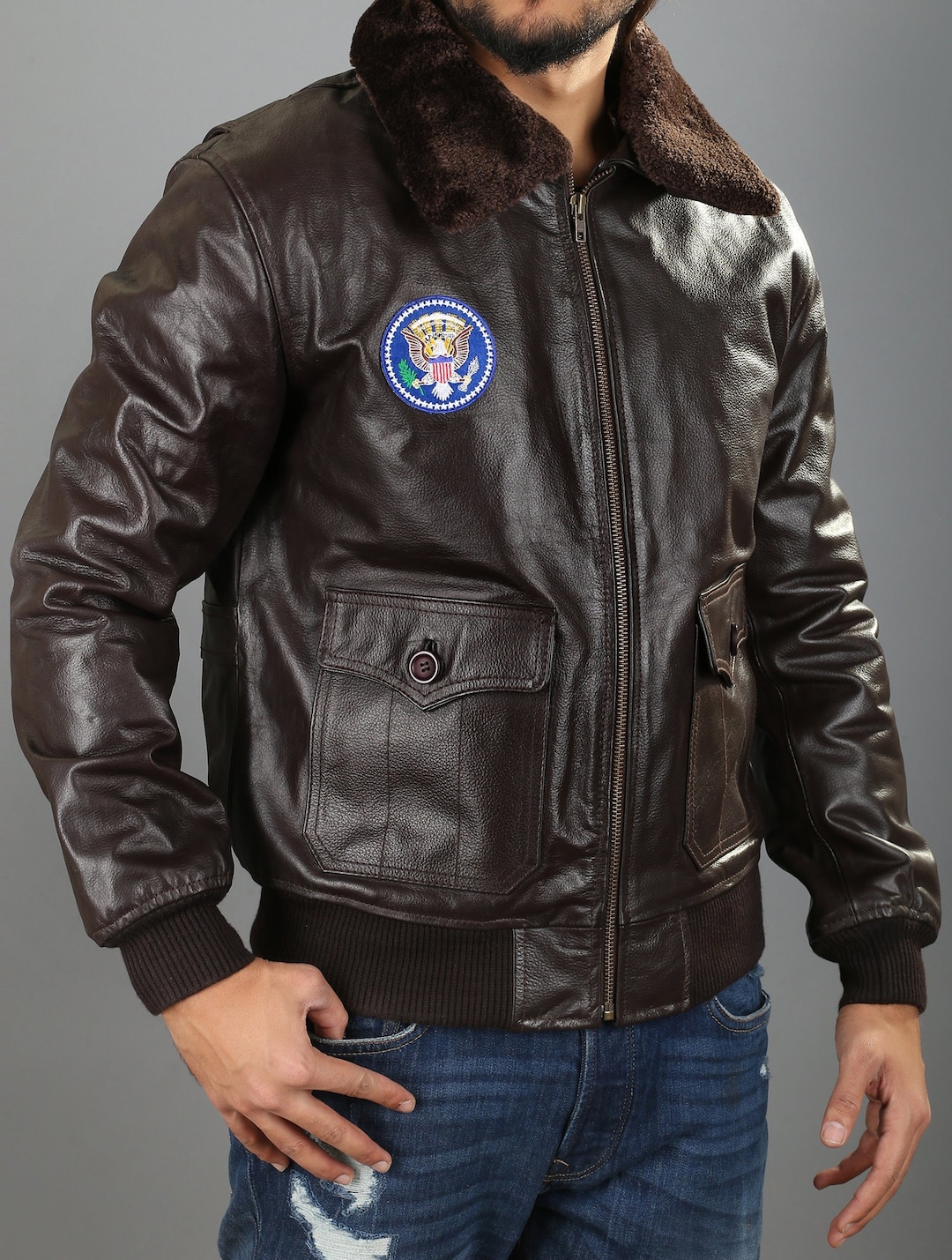 Air Force One Inspired John F. Kennedy Bomber Leather Jacket U.S A2 ...
